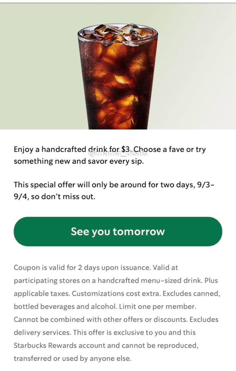 Starbucks $3 Handcrafted Drink Offer – Limited Time Only - Mama Deals